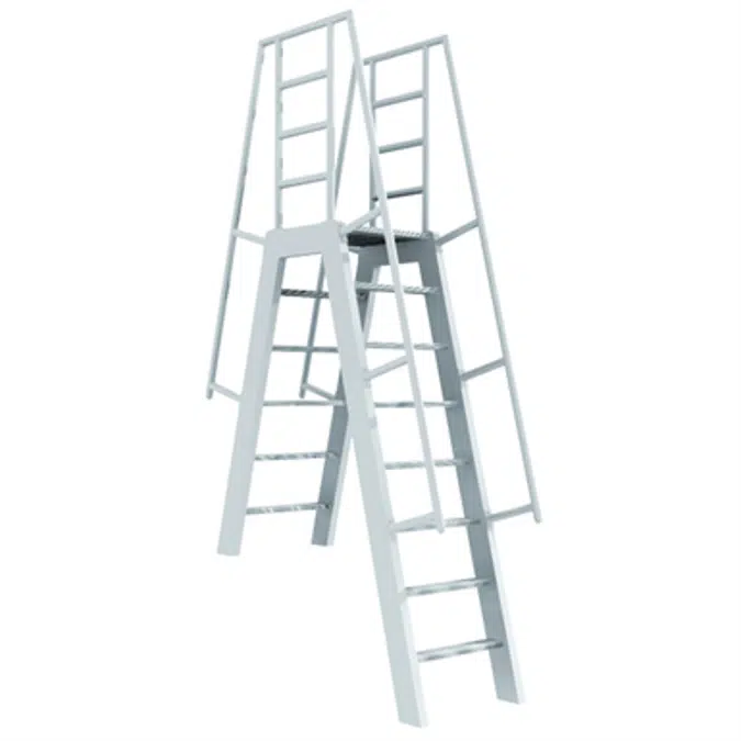 BIM objects - Free download! 522 Aluminum Ships Ladder with Platform ...