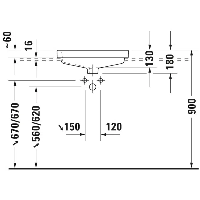 BIM objects - Free download! Vero Built-in basin White High Gloss 550 ...