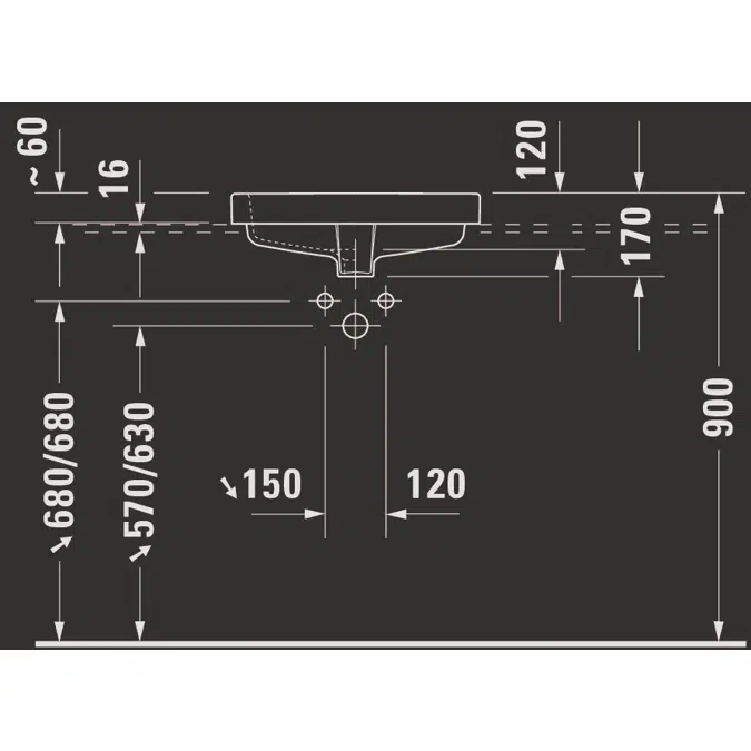 BIM objects - Free download! Vero Built-in basin White High Gloss 500 ...