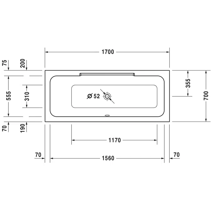 BIM objects - Free download! DuraStyle Bathtub White 1700x700 mm ...