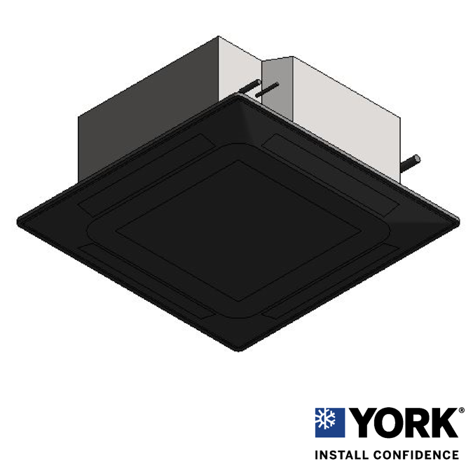 BIM objects - Free download! YORK® VRF 4 Way Cassette Indoor Unit ...