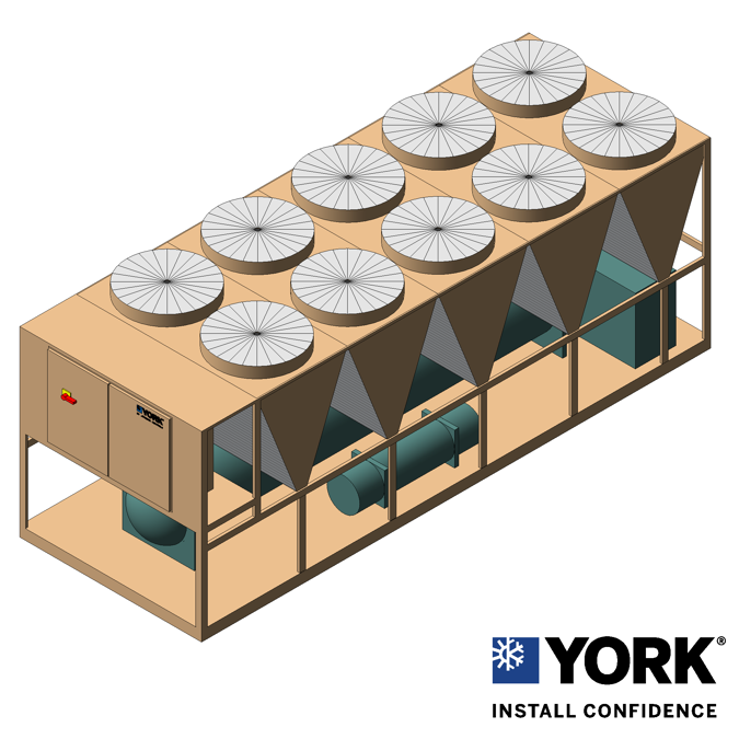 BIM objects - Free download! YORK® YVFA Air-Cooled Screw Chiller, 115 ...