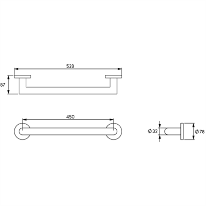 BIM objects - Free download! Mariner - SS Straight Grab Rails 300mm ...