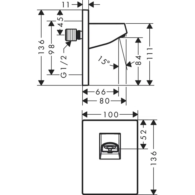 BIM objects - Free download! Pulsify Wall connector for overhead shower ...