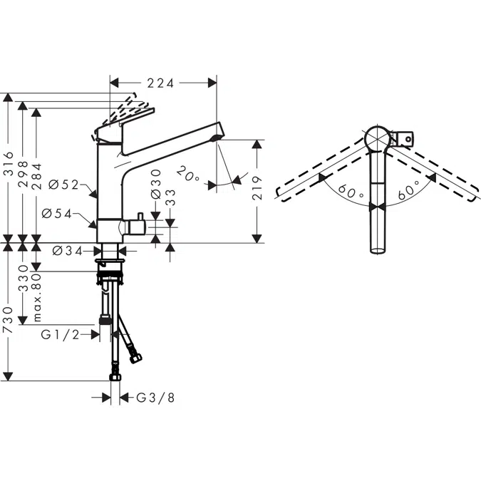 BIM objects - Free download! Status Single lever kitchen mixer M ...