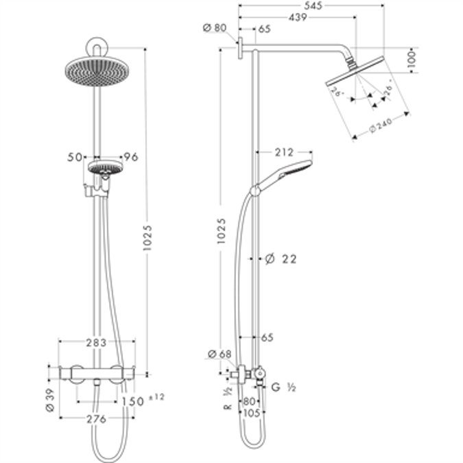 Laden Sie kostenfreie BIM-Inhalte aus BIMobject Raindance Showerpipe ...
