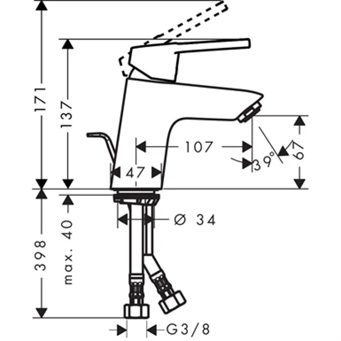 BIM objects - Free download! Logis Loop Single lever basin mixer 70 ...