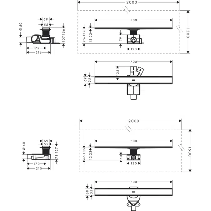 Objetos BIM - ¡Descarga gratis! RainDrain Allround Complete set shower ...