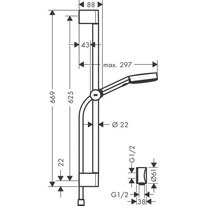 Objetos BIM - ¡Descarga gratis! Pulsify Select Shower set 105 3jet ...