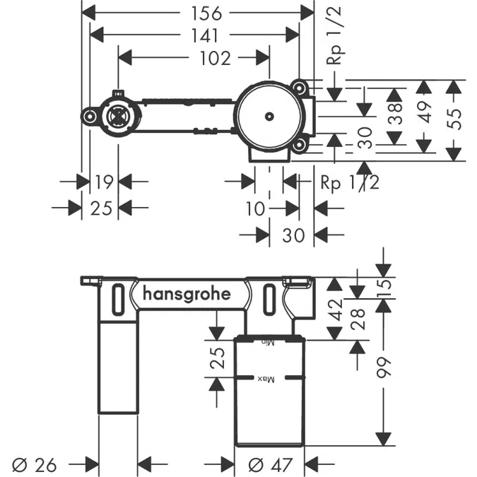 BIM objects - Free download! hansgrohe Basic set for single lever basin ...