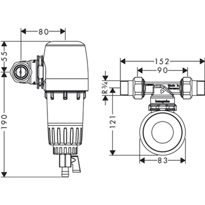 BIM objects - Free download! hansgrohe POE BWF 52-S backwash filter ...