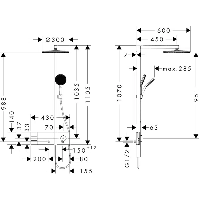 Objets BIM - Téléchargement gratuit ! Raindance Alive S Showerpipe 300 ...