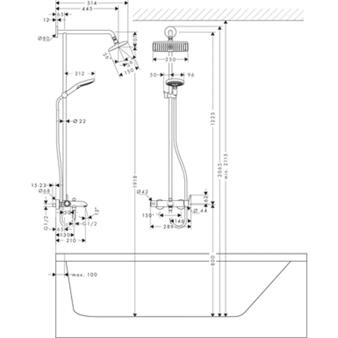 BIM objects - Free download! Raindance E Showerpipe 240 1jet EcoSmart 9 ...