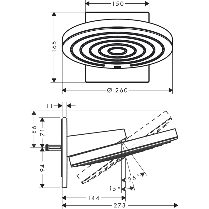 BIM objects - Free download! Pulsify Overhead shower 260 2jet EcoSmart ...