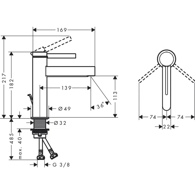 BIM objects - Free download! Finoris Single lever basin mixer 110 with ...
