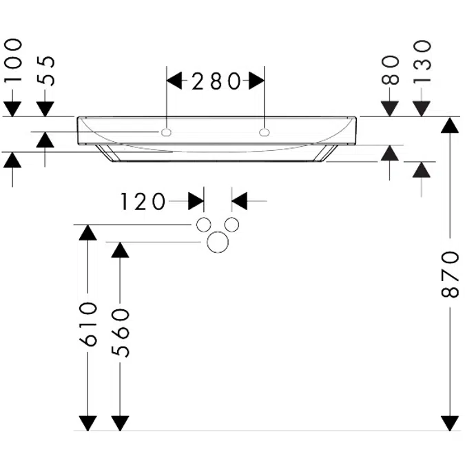 BIM objects - Free download! 60318XXX Xelu Q Wash basin 800/480 with ...