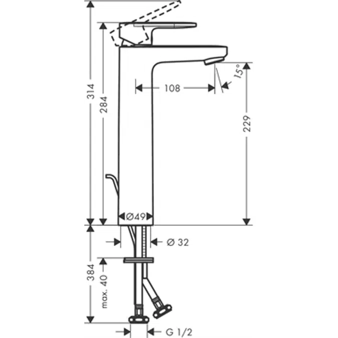 BIM objects - Free download! Vernis Blend Single lever basin mixer 230 ...