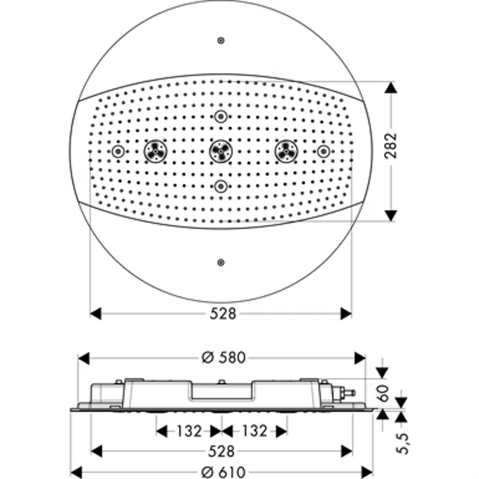 BIM objects - Free download! Raindance Rainmaker Overhead shower 600 ...