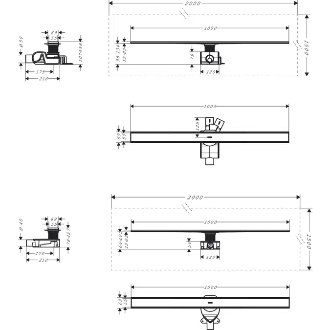 BIM objects - Free download! RainDrain Allround Complete set shower ...