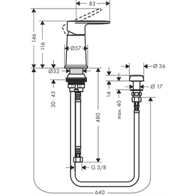 BIM objects - Free download! Vernis Blend Bidet set with vertical spray ...
