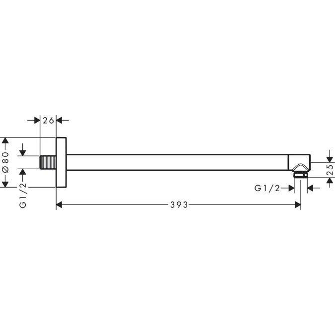 BIM objects - Free download! Hansgrohe Shower arm S 39 cm | BIMobject