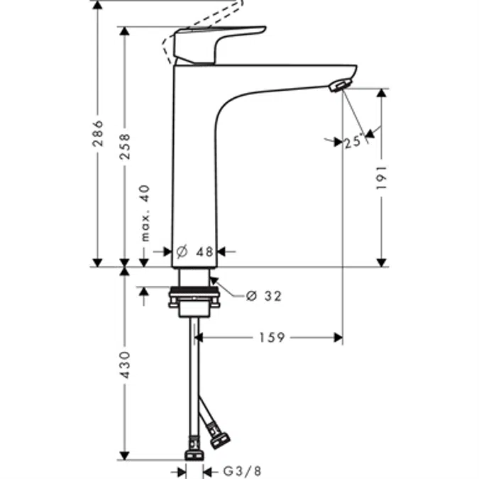 BIM objects - Free download! Ecos Single lever basin mixer XL without ...