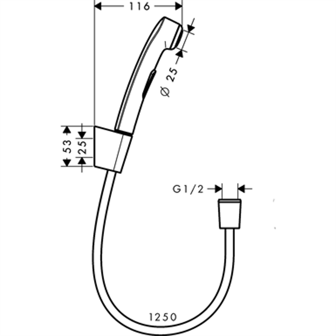 BIM objects - Free download! Bidette hand shower 1jet with shower ...