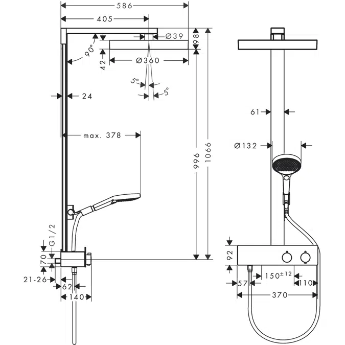 BIM objects - Free download! Rainfinity Showerpipe 360 1jet with ...