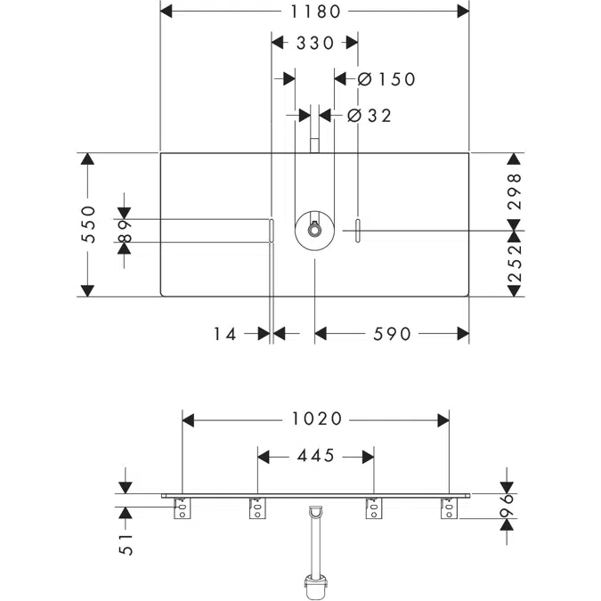 BIM objects - Free download! Xelu Q Console 1180/550 with cutout in the ...