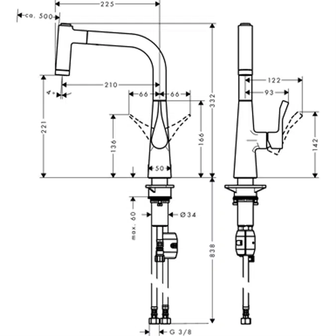BIM objects - Free download! Metris Single lever kitchen mixer 220 with ...