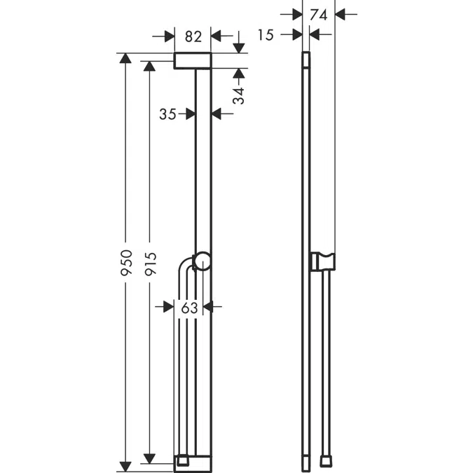 BIM objects - Free download! Unica Shower bar S Puro 90 cm with easy ...