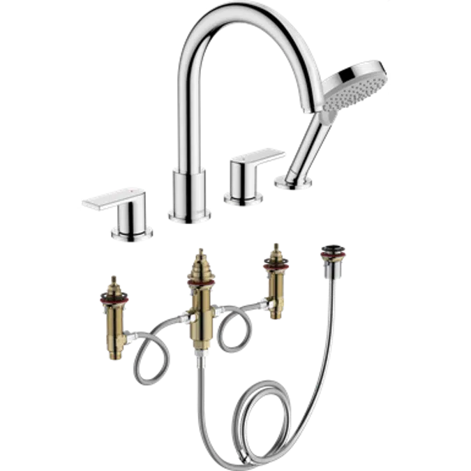 BIM objects - Free download! Vernis Shape 4-hole rim mounted bath mixer ...