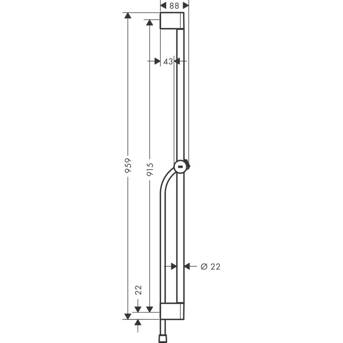BIM objects - Free download! Unica Shower bar Pulsify S 90 cm with push ...