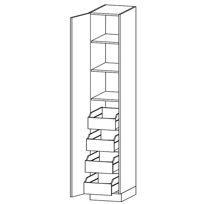 BIM objects - Free download! Tall unit with four tall inside drawers ...