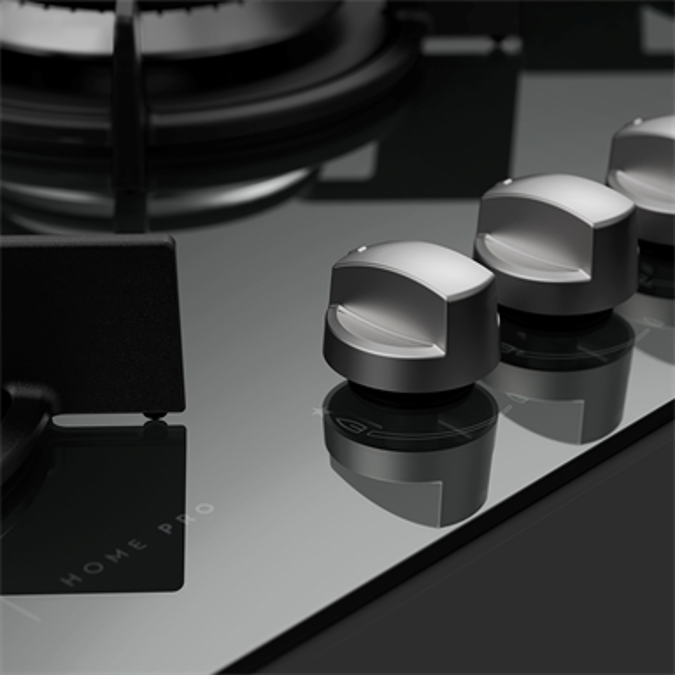 BIM objects - Free download! Gas hob with 5 burners, silver and glass ...