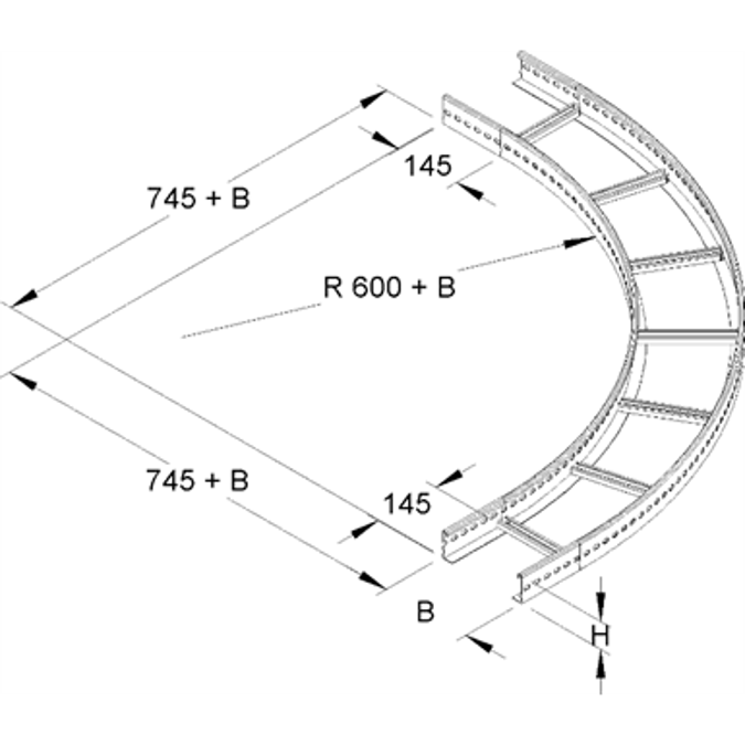 BIM objects - Free download! Cable Ladder Bend - KLBG | BIMobject