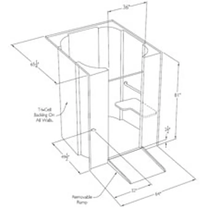 BIM objects - Free download! XSS6464BF - 64 x 65.25 x 81.5 Accessible ...