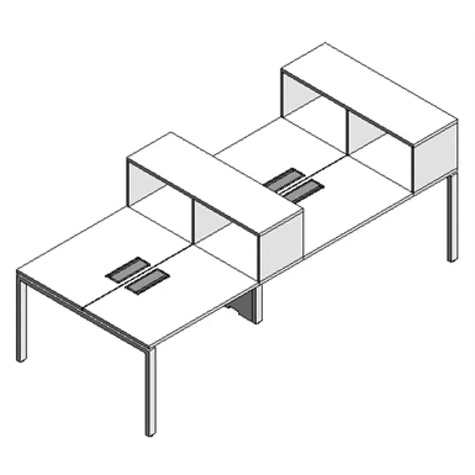 BIM objects - Free download! Modernform Double Desk on Top Cabinet 4 ...