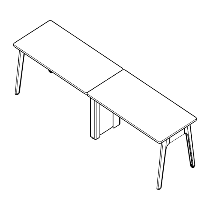 Objetos BIM - ¡Descarga gratis! Modernform Orbix Straight Desk 2 Seat ...