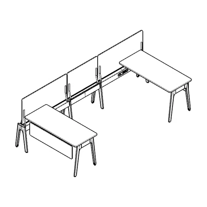BIM objects - Free download! Modernform Orbix Power Platform with 2 Seat Desk (U-shape) | BIMobject