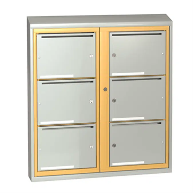 BIM objects - Free download! Mailbox typ 2 double section 6 boxes ...