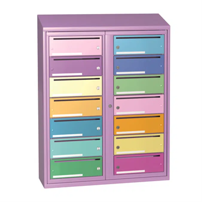 BIM objects - Free download! Mailbox typ 1 double section 14 boxes ...