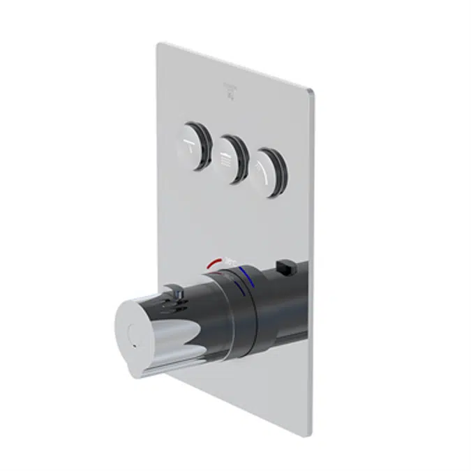 Objetos BIM - ¡Descarga gratis! Pushtronic concealed thermostatic mixer ¾“ with 3-way diverter ...