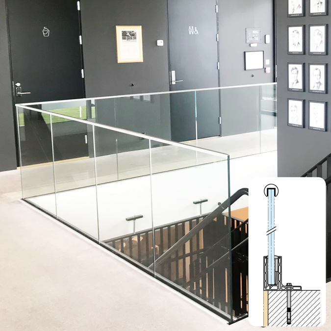 Objektet BIM - Shkarkim falas [Floor Mount] Q-railing Easy Glass Smart F | BIMobject