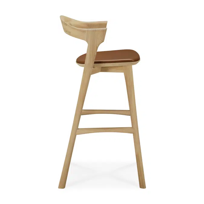 BIM objects - Free download! Bok bar stool - varnished oak - Cognac leather - 50x53x103 cm ...
