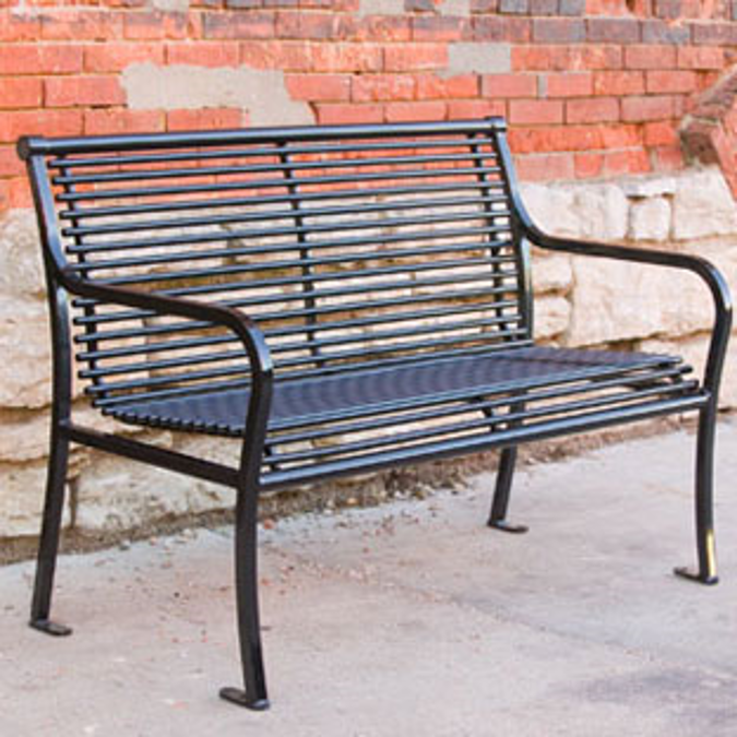 BIM objects - Free download! Meridian Metal Rod Backed Benches | BIMobject