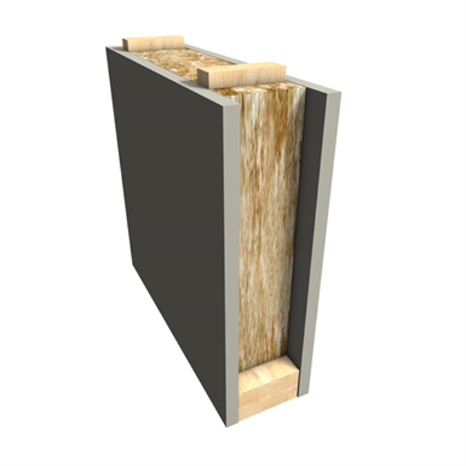 BIM objects - Free download! Innvendig vegg i isolert bindingsverk tre ...