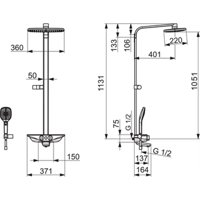 BIM objects - Free download! Oras Esteta Wellfit Shower system 7593U-15 ...
