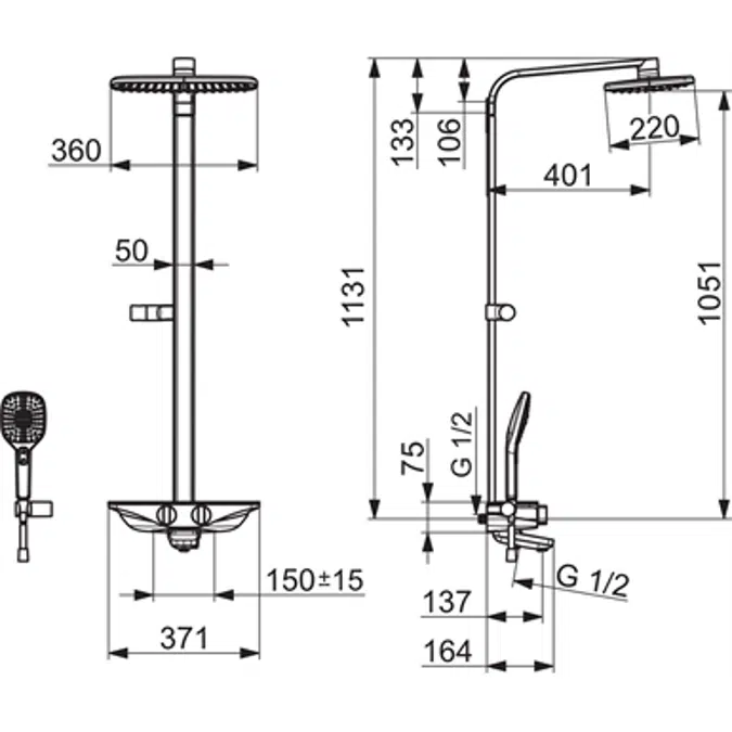 BIM objects - Free download! Oras Esteta Shower system 7591U-15 | BIMobject