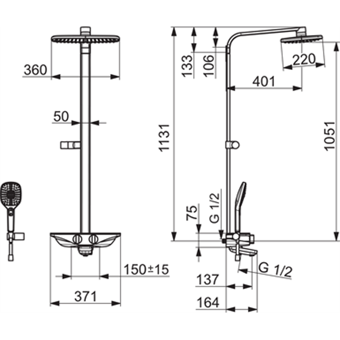 Objetos BIM - ¡Descarga gratis! Oras Esteta Shower system 7591U-11 ...